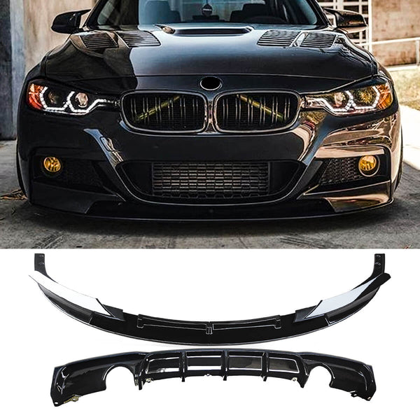 For BMW 3-Series F30 F31 M Sport Front Lip Rear Diffuser ABS ...